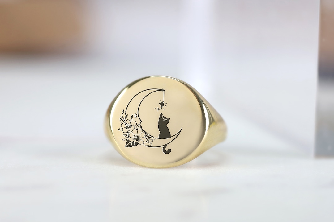 Bold Cat Statement Ring · Animal Lover's Ring · Cute Ring · Engraved ...