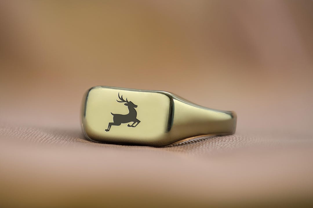 Gold Deer Signet Ring · Custom Deer Ring · Hunters Ring · Delicate Ring ...
