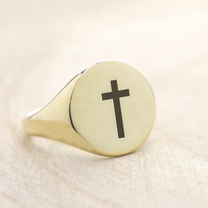 Christian Ring · Religious Engraving · Round Shape Signet Ring ...
