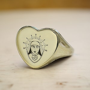 14k Gold Chicano Nun Signet Ring · Personalized Chicano Ring ...