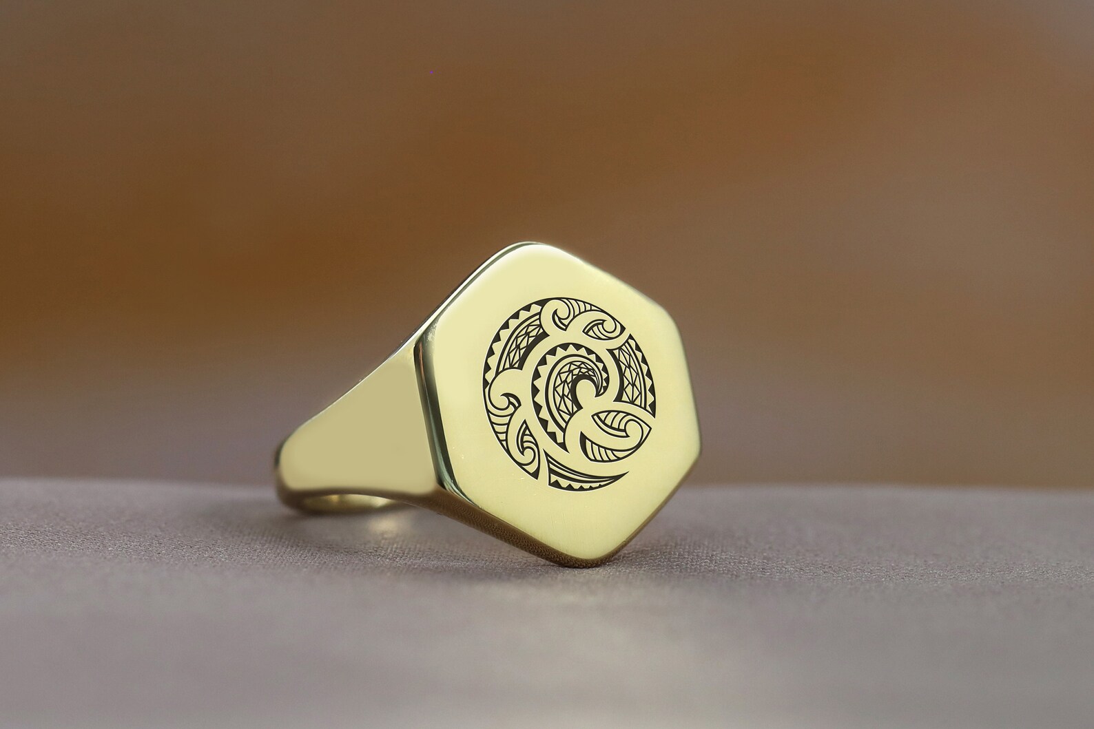 14k Gold Samoan Signet Ring · Tribal Ring · Maori Gold Ring · Hexagon ...