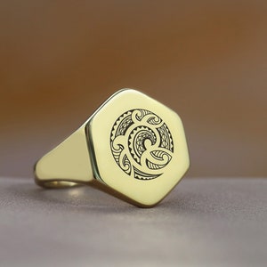 14k Gold Samoan Signet Ring · Tribal Ring · Maori Gold Ring · Hexagon ...
