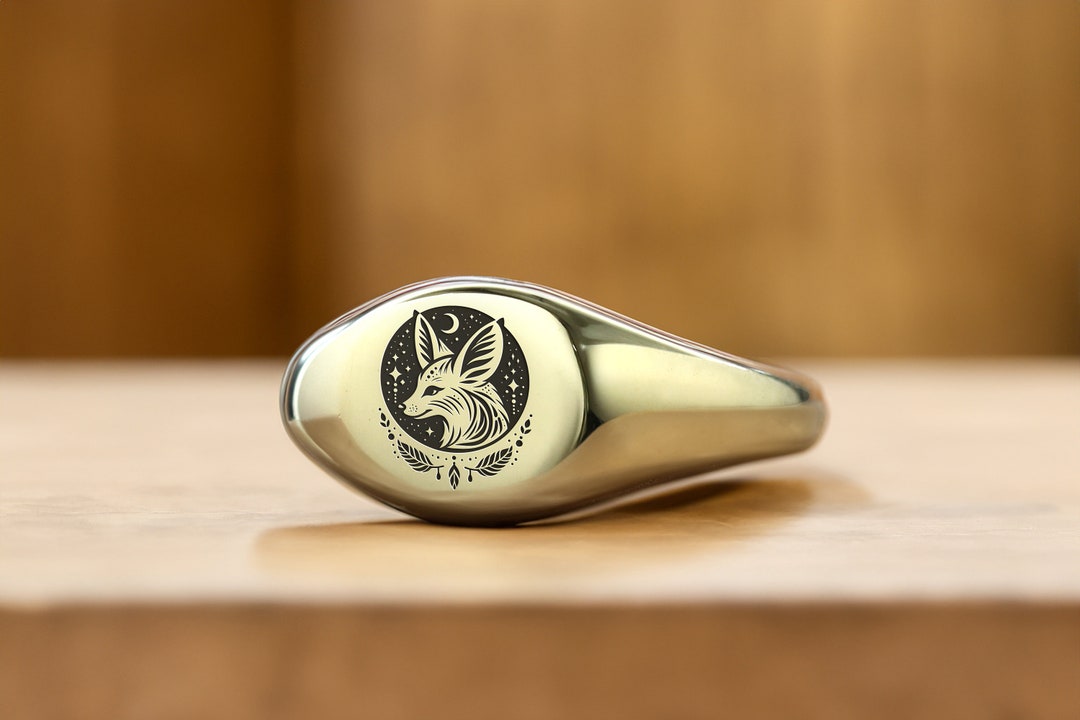 Cute Fox Signet Ring · Gold Fox Ring · Fox Engraving Ring ...