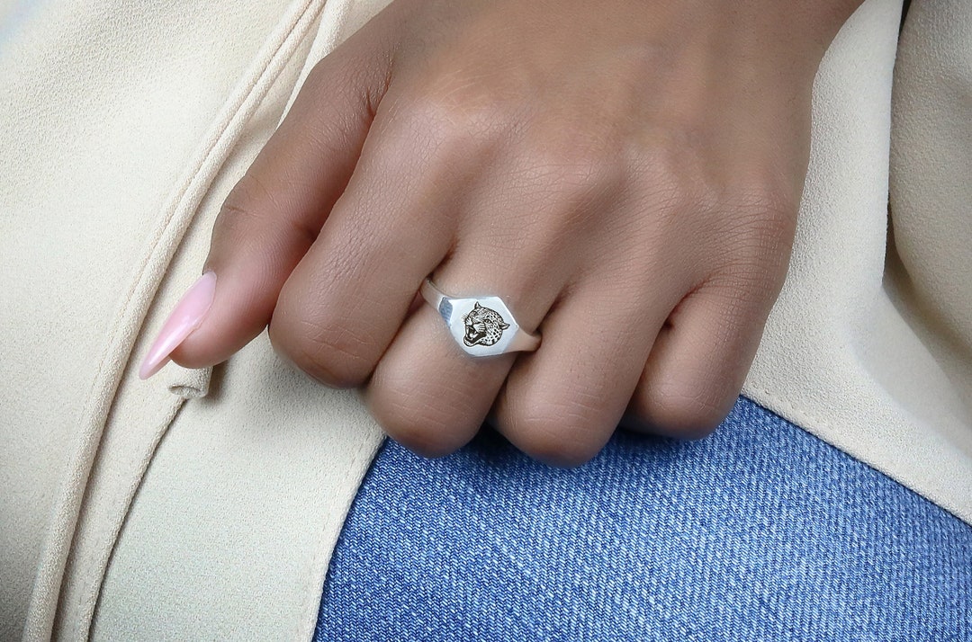 Cheetah Engraved Ring · 14k Gold Cheetah Ring · Custom Animal Ring ...