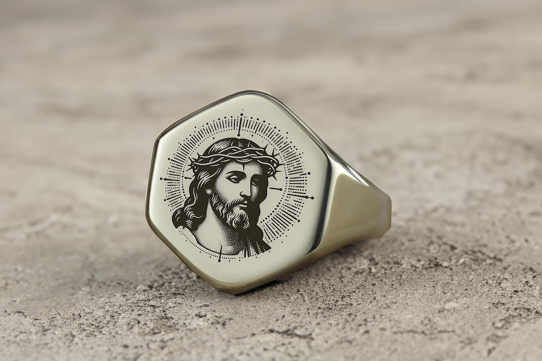 Lord Jesus Gold Signet Ring · Engraved Jesus Ring · Bold Statement Ring ...