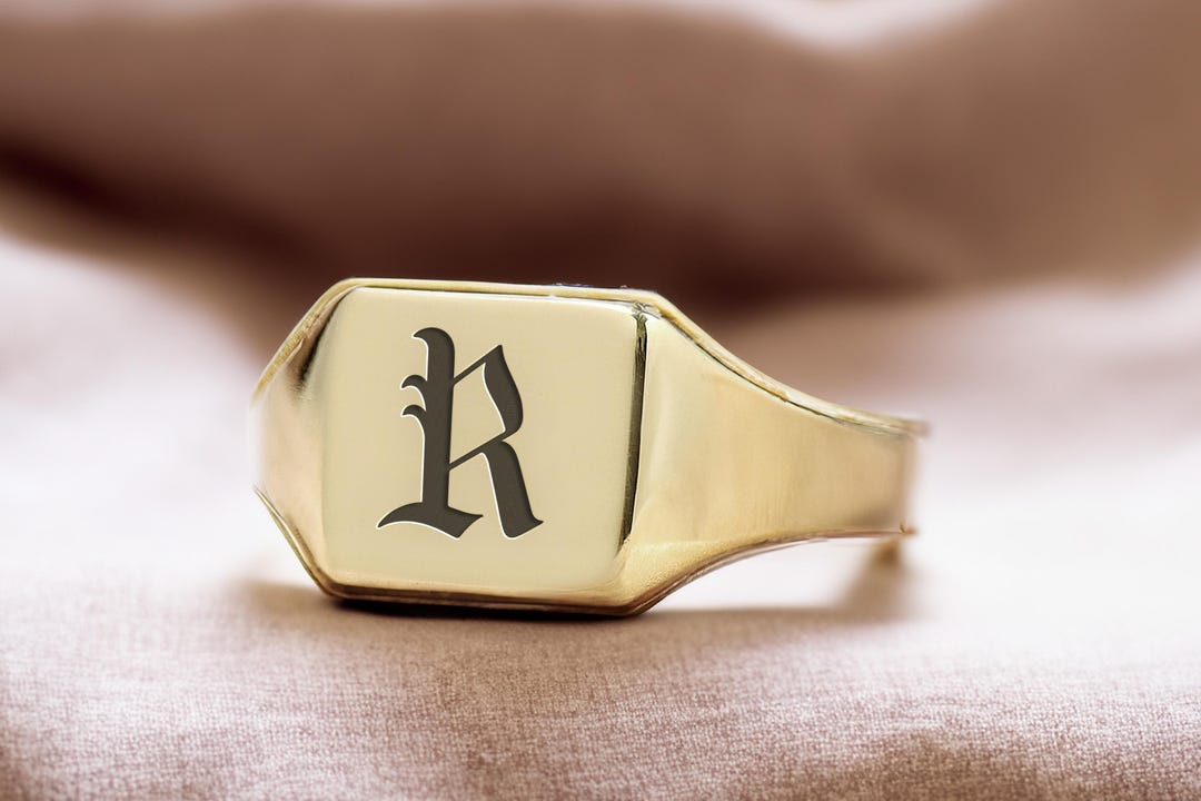 Custom Letter Engraved Ring · Old-school Font Ring · Personalized Ring ...