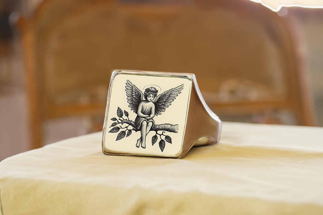 Engraved Angel Gold Signet Ring · 14k Gold Angel Ring · Square Shaped ...