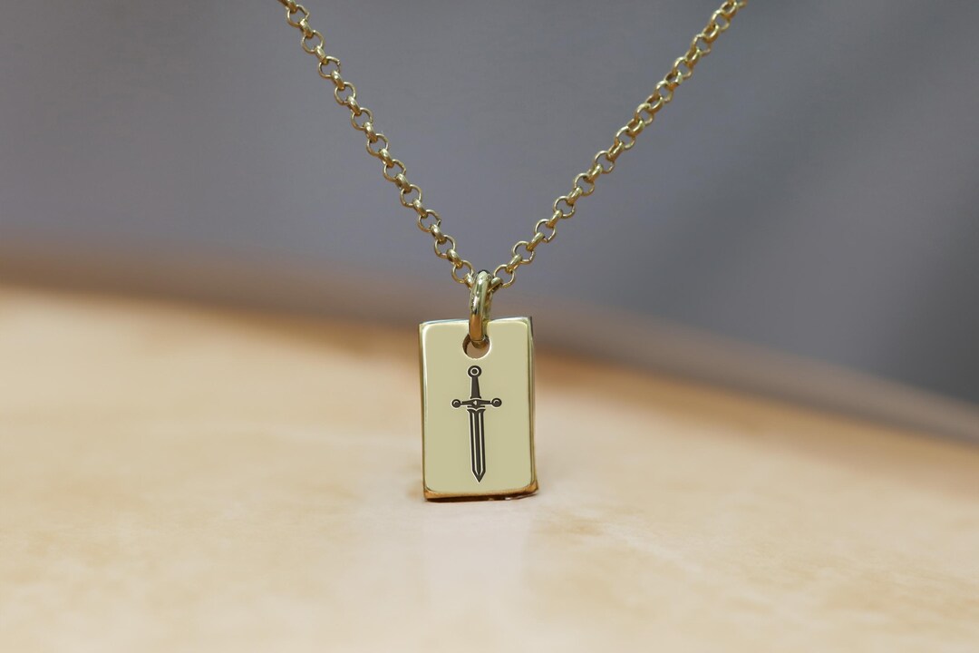 Custom Sword Necklace · Pendant Necklace · 14k Gold Sword Necklace ...