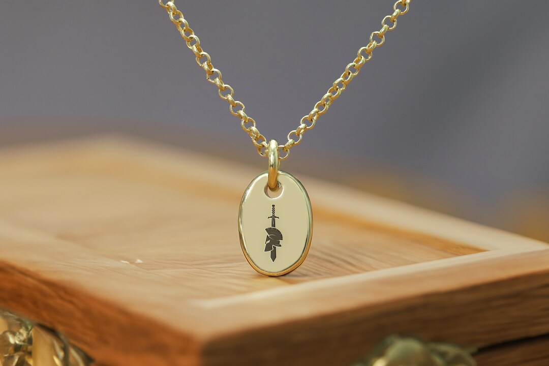 Engraved Gladiator Signet Necklace · Oval Pendant Necklace · Custom ...