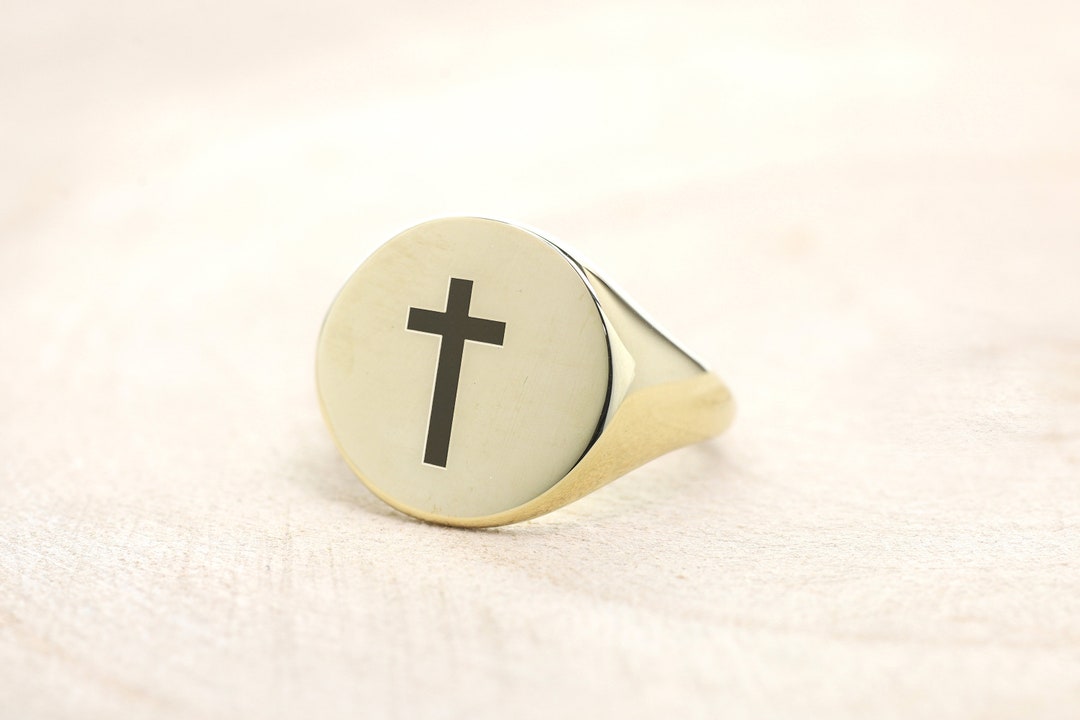 Christian Ring · Religious Engraving · Round Shape Signet Ring ...