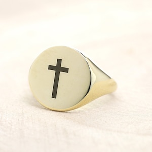 Christian Ring · Religious Engraving · Round Shape Signet Ring ...