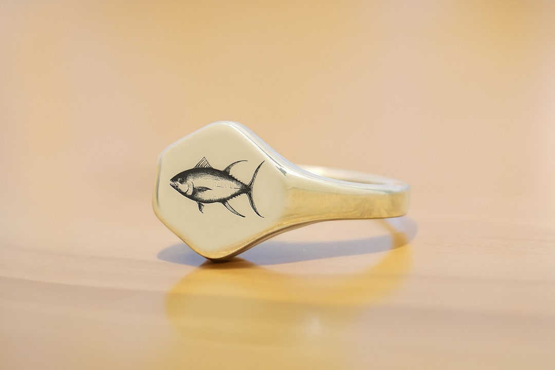 Tuna Fish Gold Signet Ring · Personalized Fish Ring · Tuna Fish ...