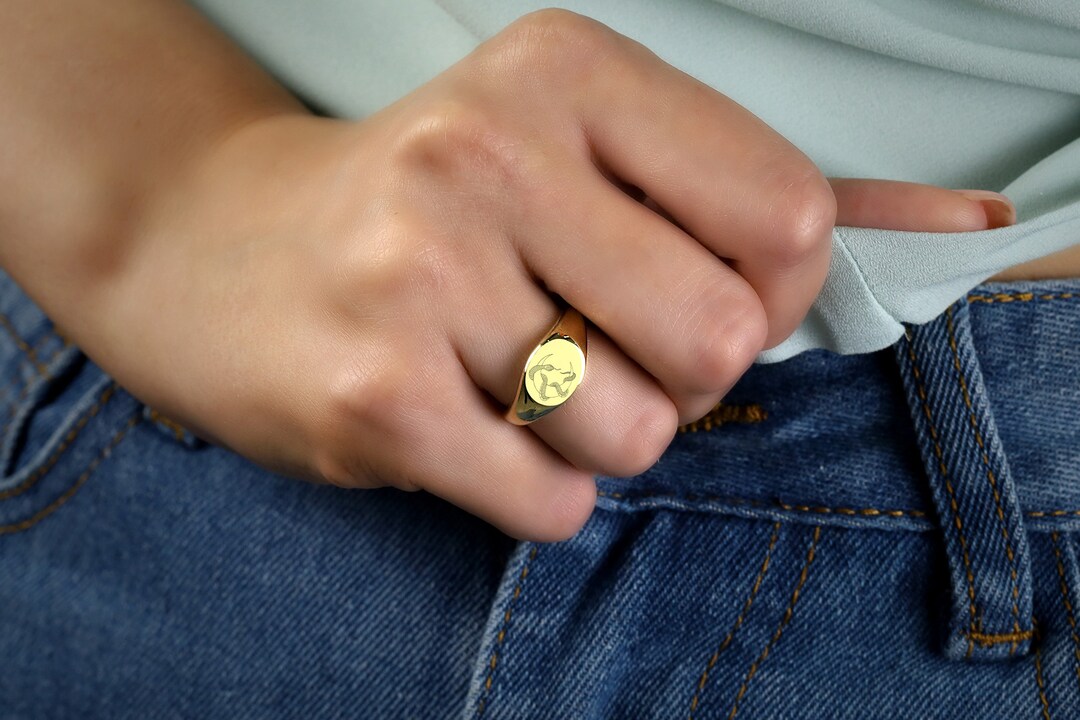 14k Gold Snake Signet Ring · Engraved Snake Ring · Custom Snake Ring ...