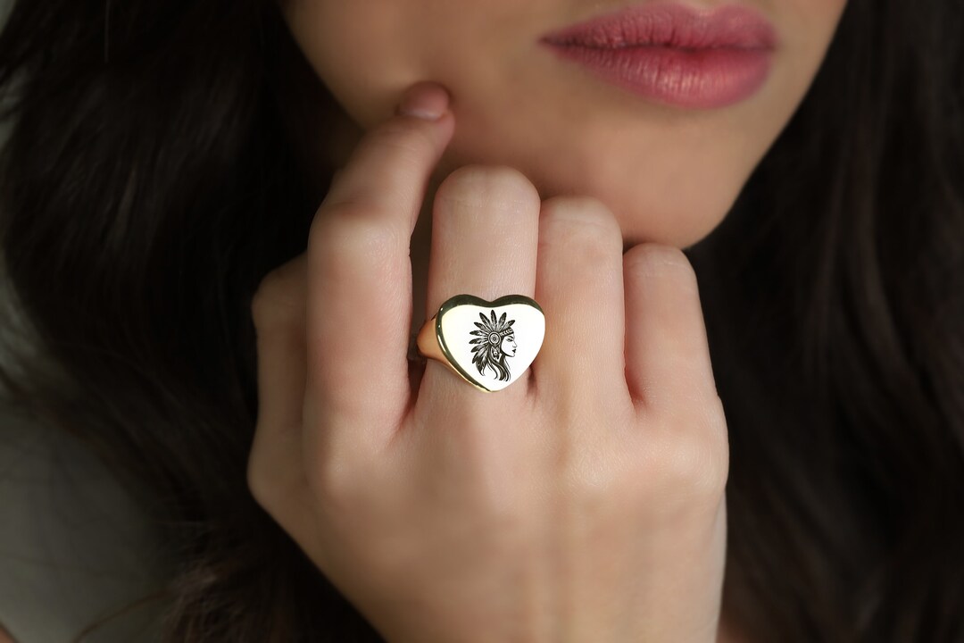 Indian Woman Engraved Ring · Tribal Chief Ring · Indigenous Ring ...