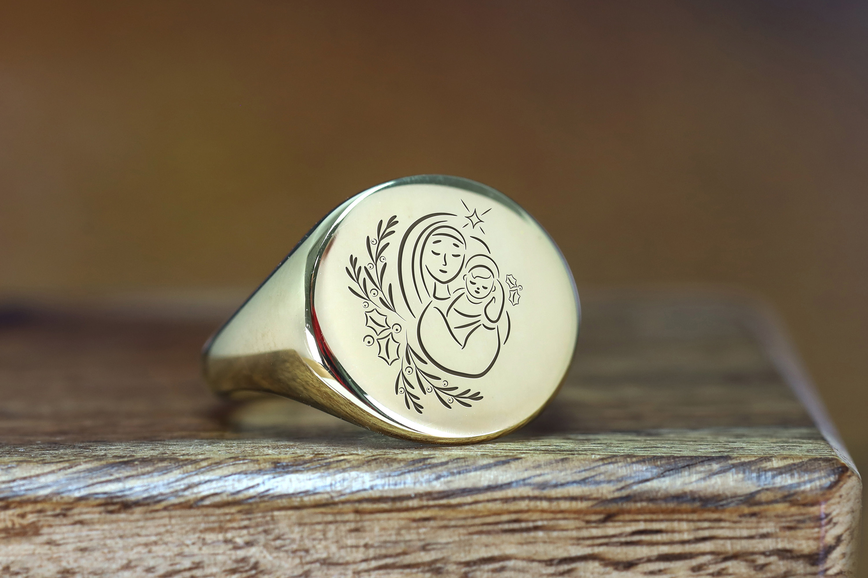 Virgin Mary Bold Statement Ring · 14k Gold Mary Ring · Religious ...