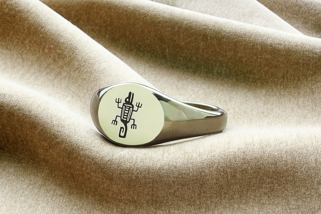 Aztec Lizard Signet Ring · Personalized Aztec Ring · Custom Aztec Ring ...