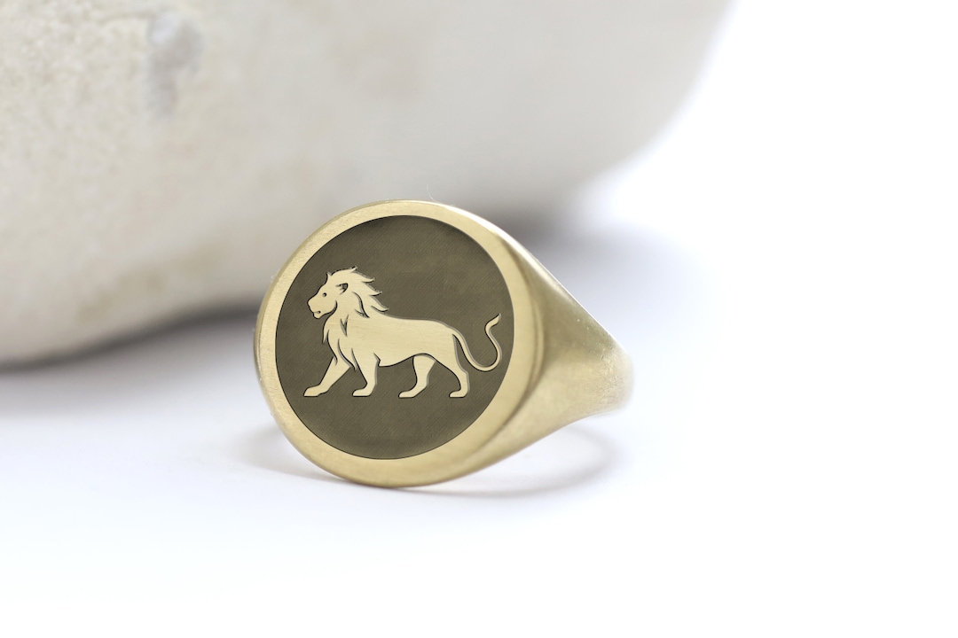 Embossed Zodiac Signet Ring · Gold Engraved Statement Ring ...