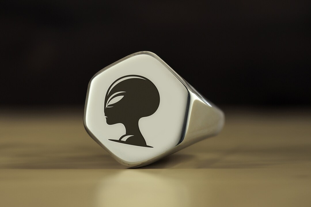 Engraved Sci-fi Ring · Personalized Alien Ring · Fantasy Ring · Unisex ...