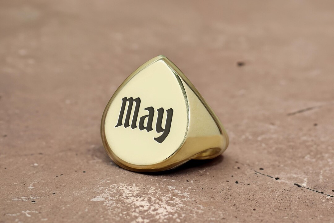 14k Gold Name Signet Ring · Bold Statement Ring · Engraved Gothic Ring ...