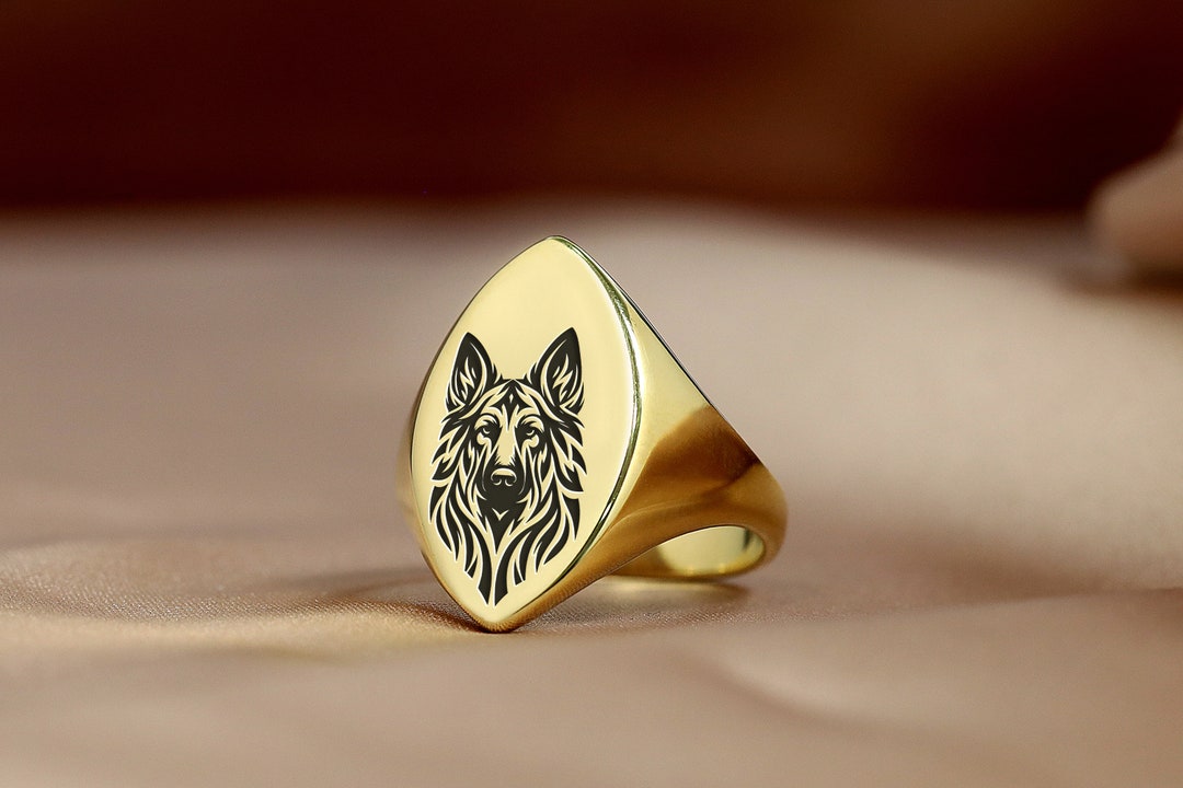 German Shepard Signet Ring · Custom Dog Ring · Women Ring · Pet ...