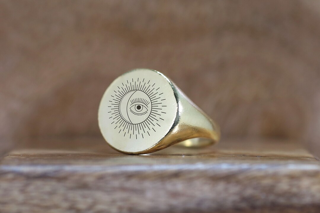 Sun Signet Ring · 14k Sun Ring · Bold Signet Ring · Gift for Her · Heat ...