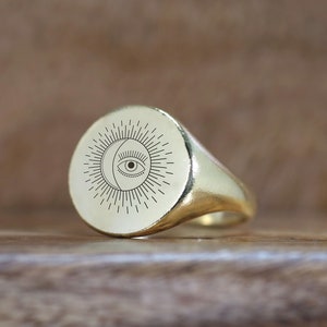Sun Signet Ring · 14k Sun Ring · Bold Signet Ring · Gift for Her · Heat ...