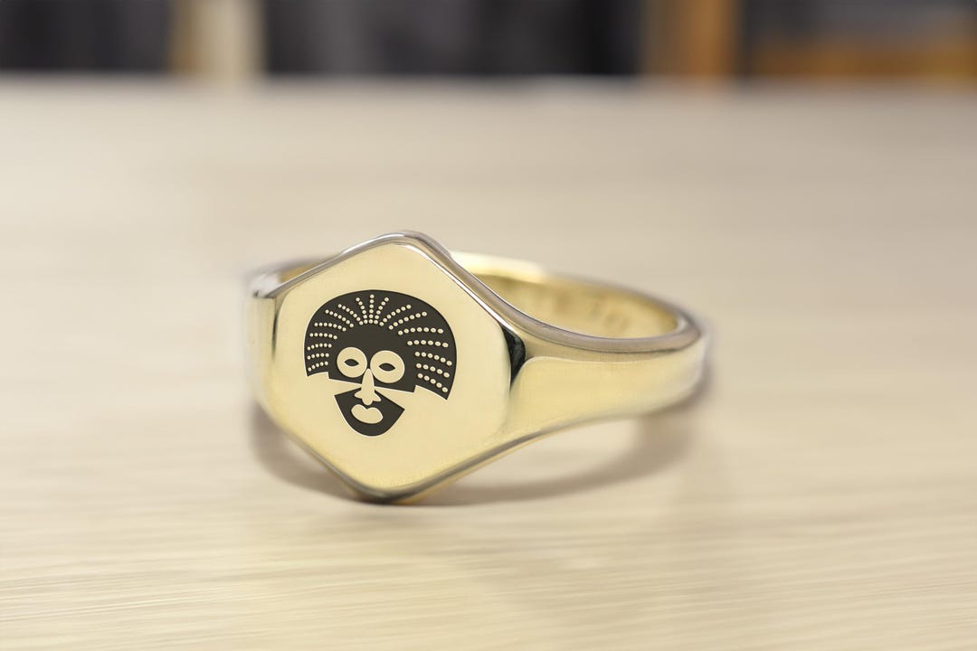 Gold African Mask Signet Ring · Engraved African Ring · Delicate Ring ...