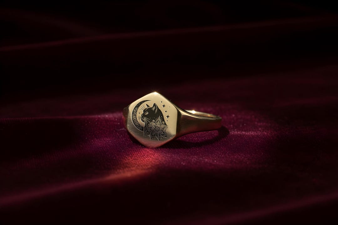 14k Gold British Cat Ring · Custom Cat Ring · Personalized Ring ...