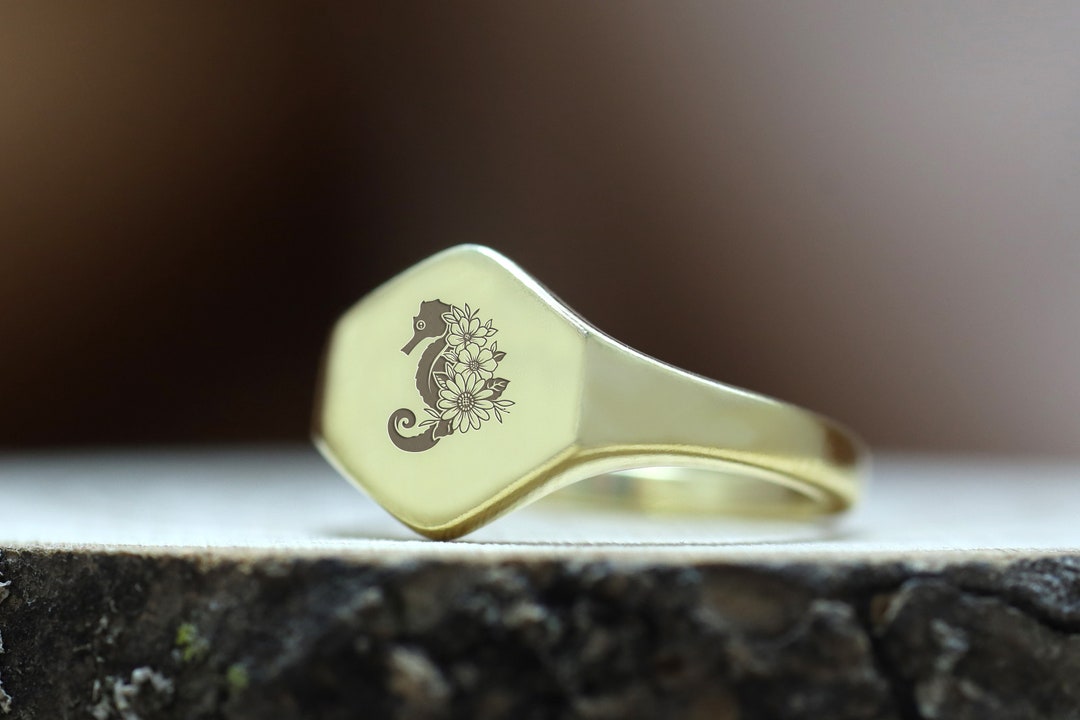 Cute Sea Horse Ring · Sea Creatures Ring · Animals Engraved Ring · Gift ...