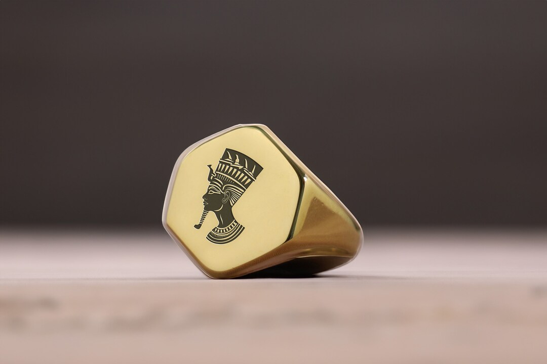 14k Gold Pharaoh Signet Ring · Engraved Egypt Pharaoh Ring · Custom ...