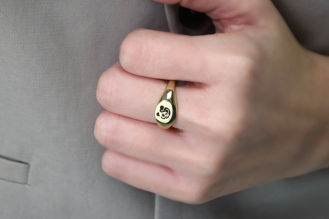 Custom Panda Engraved Ring · 14k Gold Panda Signet Ring · Woman's Day ...