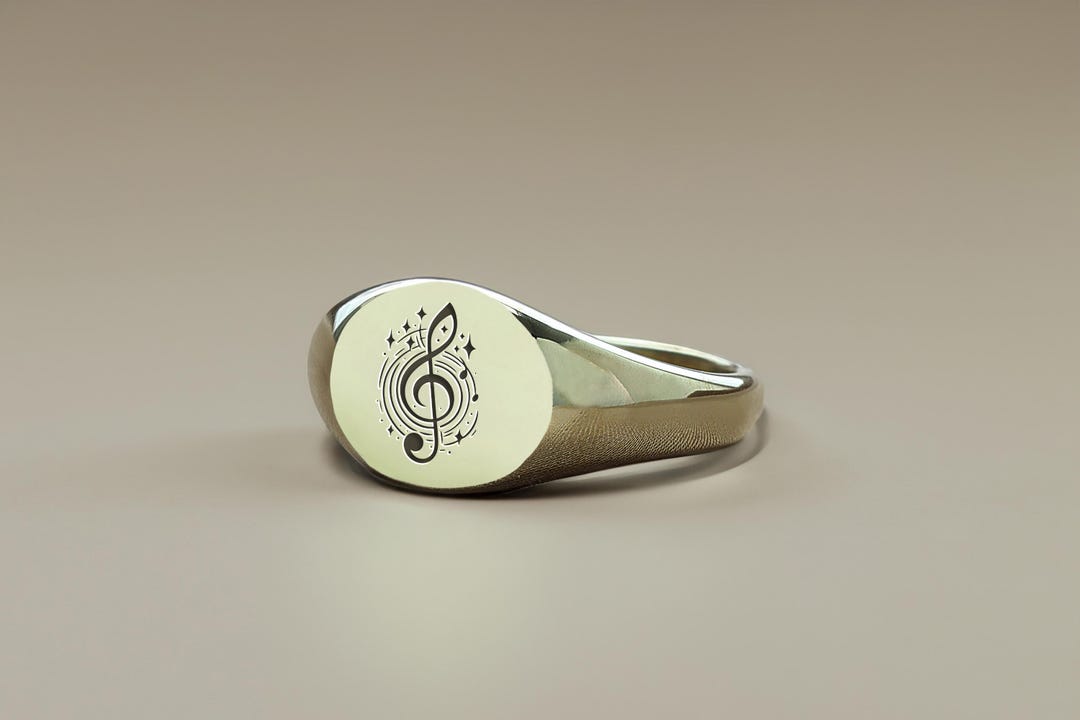 Music Note Engraved Ring · Custom Musical Ring · Round Shaped Ring ...