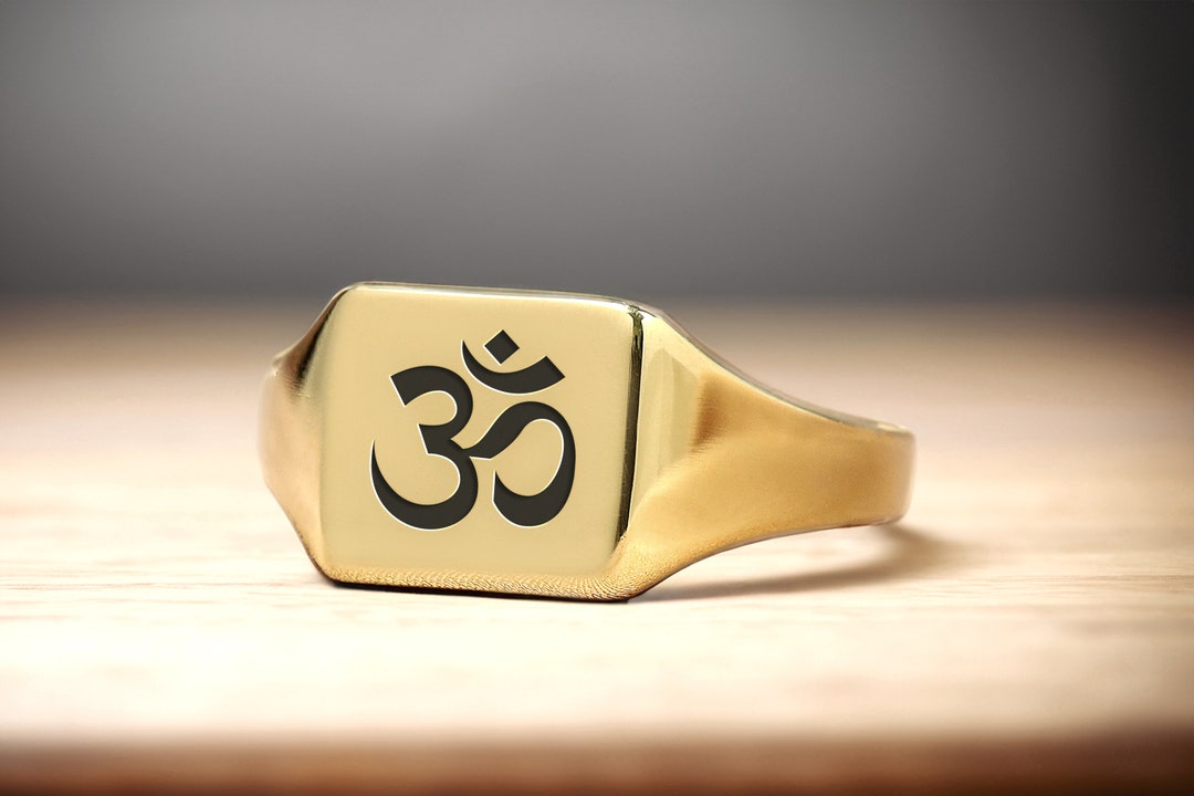 Engraved Om Signet Ring · Custom Hindu Ring · Unisex Ring · Square ...