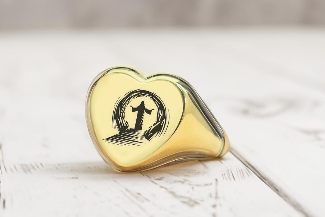 Engraved Jesus Signet Ring · Personalized Jesus Ring · Heart Shaped ...
