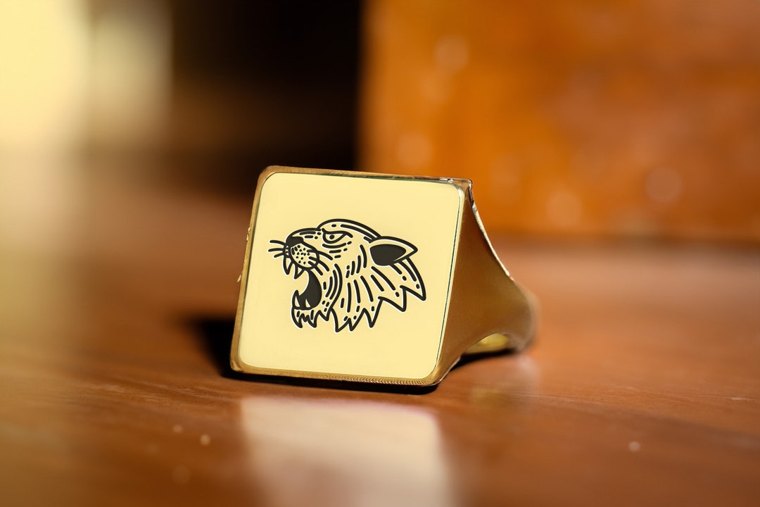 Tattooed Themed Tiger Ring · Engraved Tiger Ring · Oldschool Ring ...