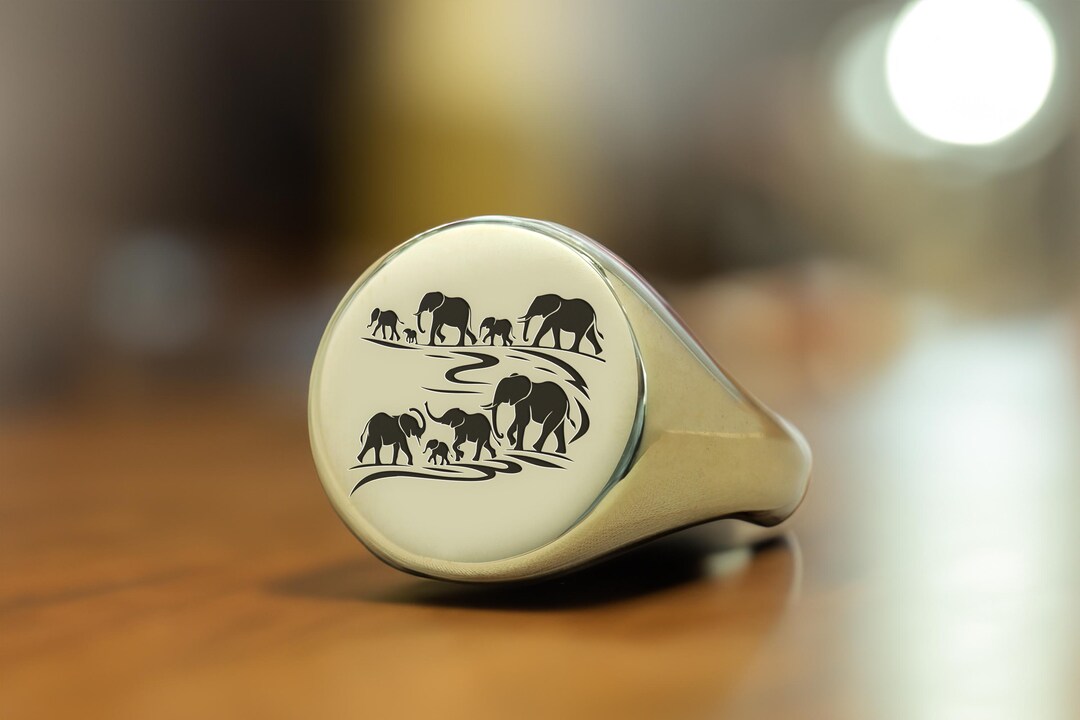Engraved Elephant Signet Ring · Custom Elephant Ring · Bold Statement ...