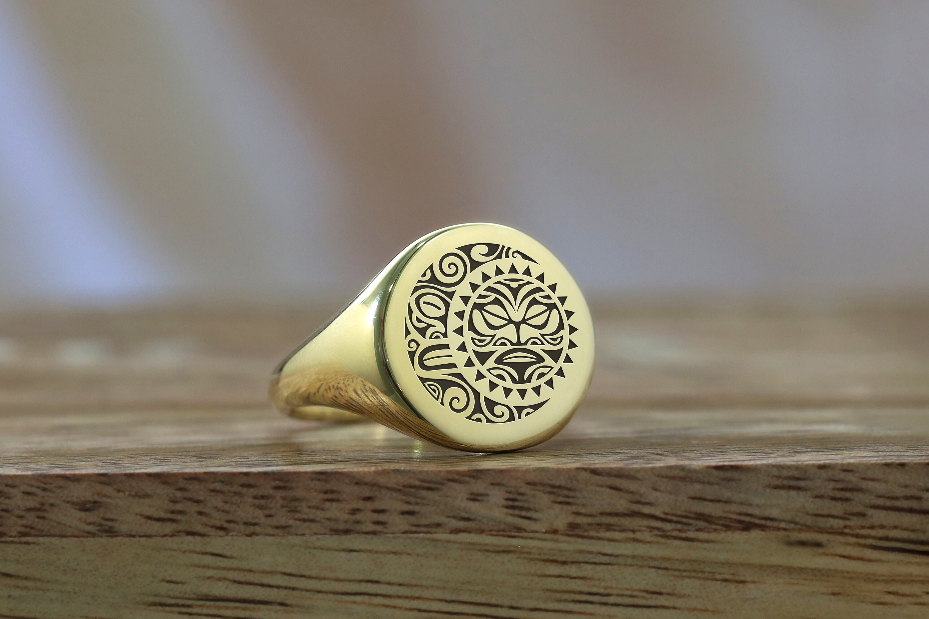 Engraved Polynesian Ring Samoan Tribe Ring Māori Theme Gold Ring Unisex ...