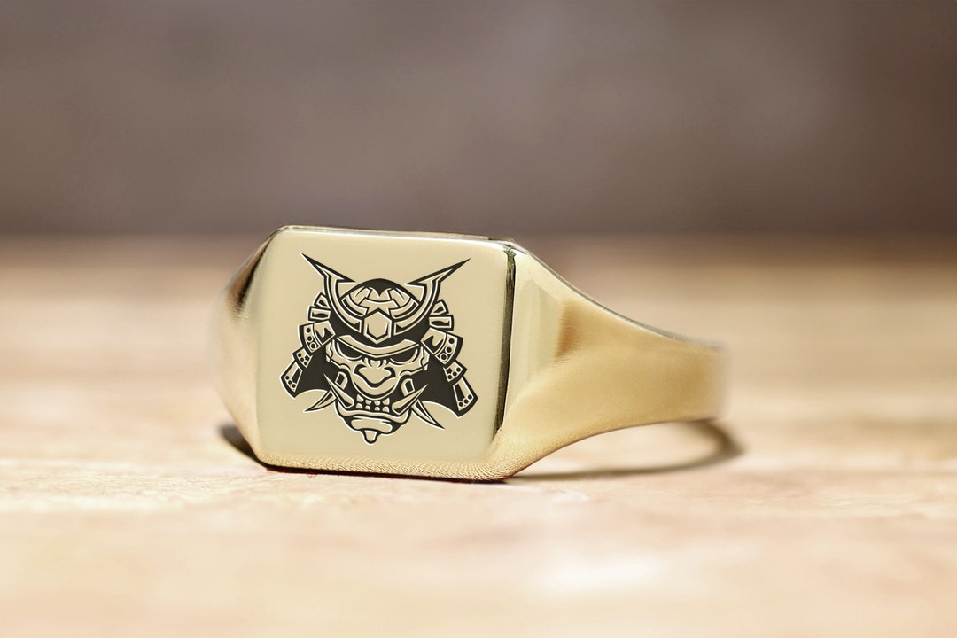14k Gold Samurai Signet Ring · Custom Samurai Ring · Japanese Ring ...
