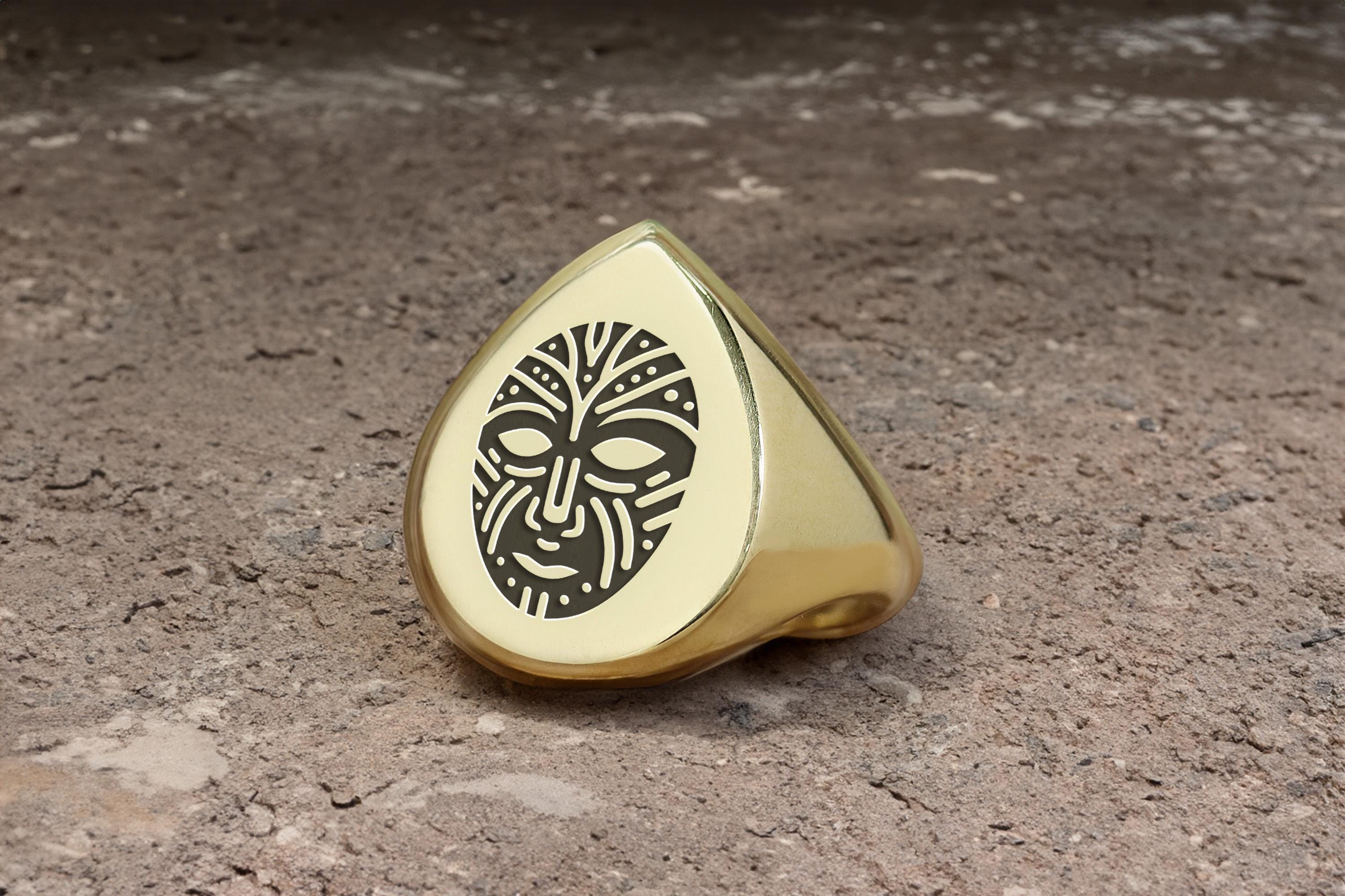 African Tribe Signet Ring · Custom African Ring · Tribe Ring · Pear ...