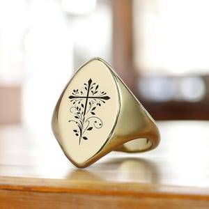 Engraved Christianity Signet Ring · Custom Cross Ring · 14k Gold ...