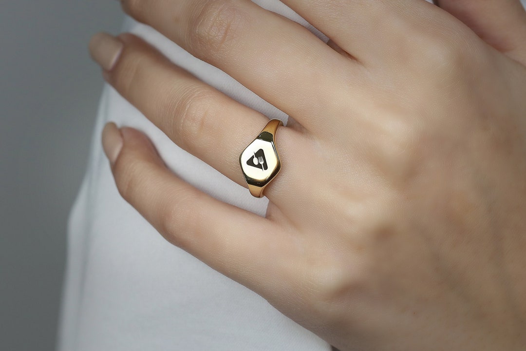 Engraved Spoon and Fork Ring · 14k Gold Spoon and Fork Ring · Food ...
