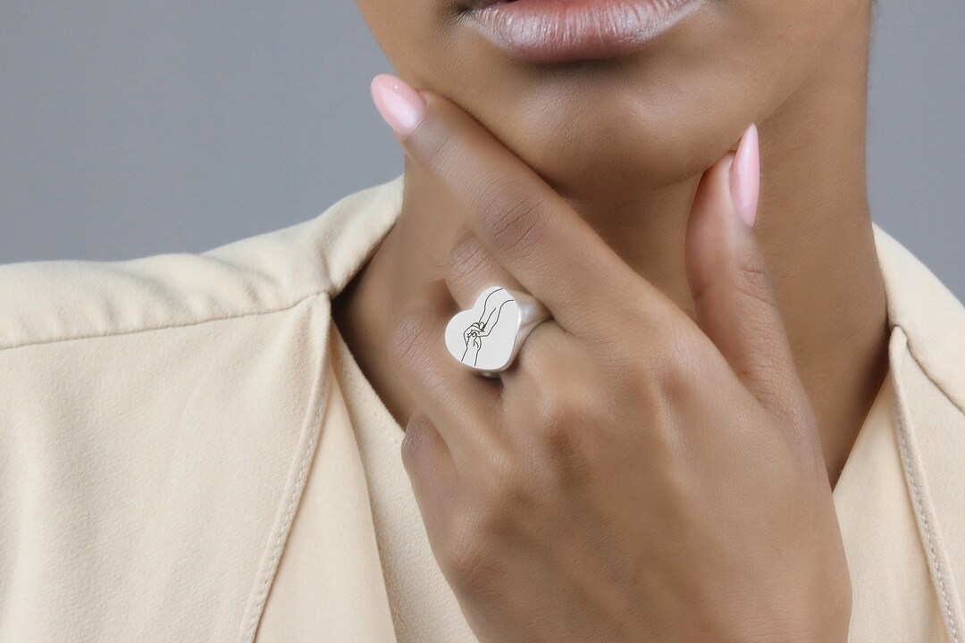 Engraved Hands Line Art Ring · Love Ring · Couples Ring · Valentine's ...