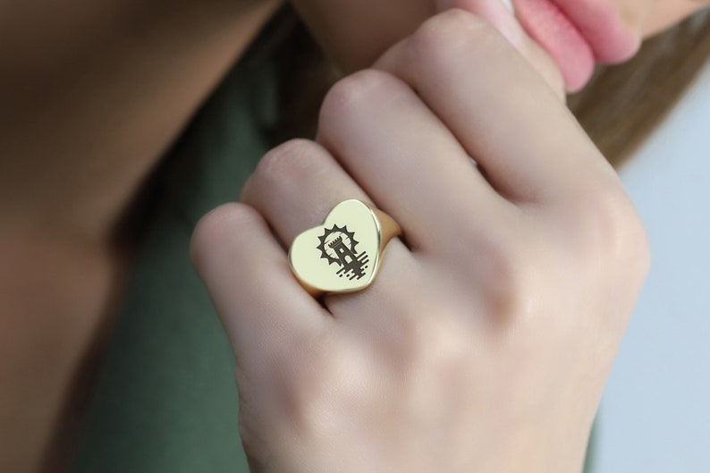 14k Gold Castle Signet Ring · Personalized Royal Ring · Custom Castle ...