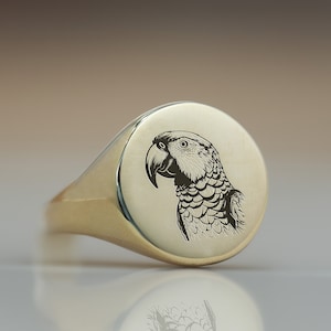 14k Gold Parrot Signet Ring · Custom Parrot Ring · Bold Statement Ring ...
