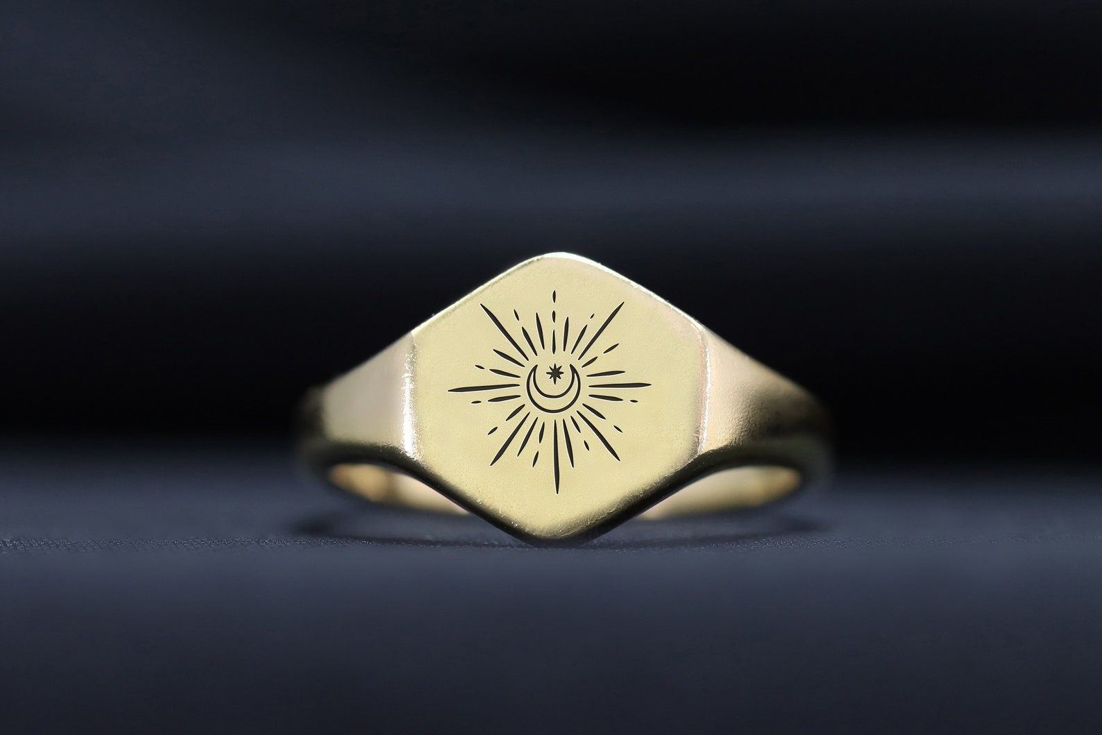 Engraved Moon Ring Gothic Sun Ring Mystical Ring Hipster Ring Unisex ...