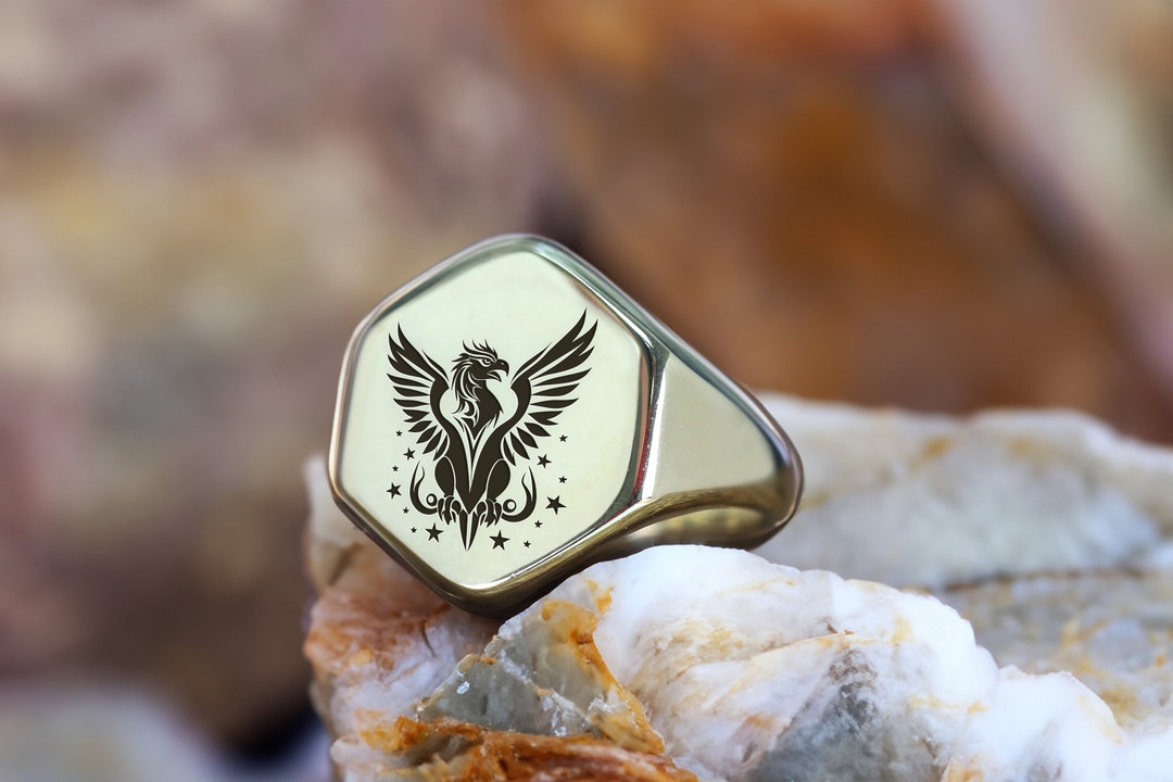 Gold Griffin Signet Ring · Custom Griffin Ring · Greek Mythology Ring · Hexagon Shaped Ring - Etsy