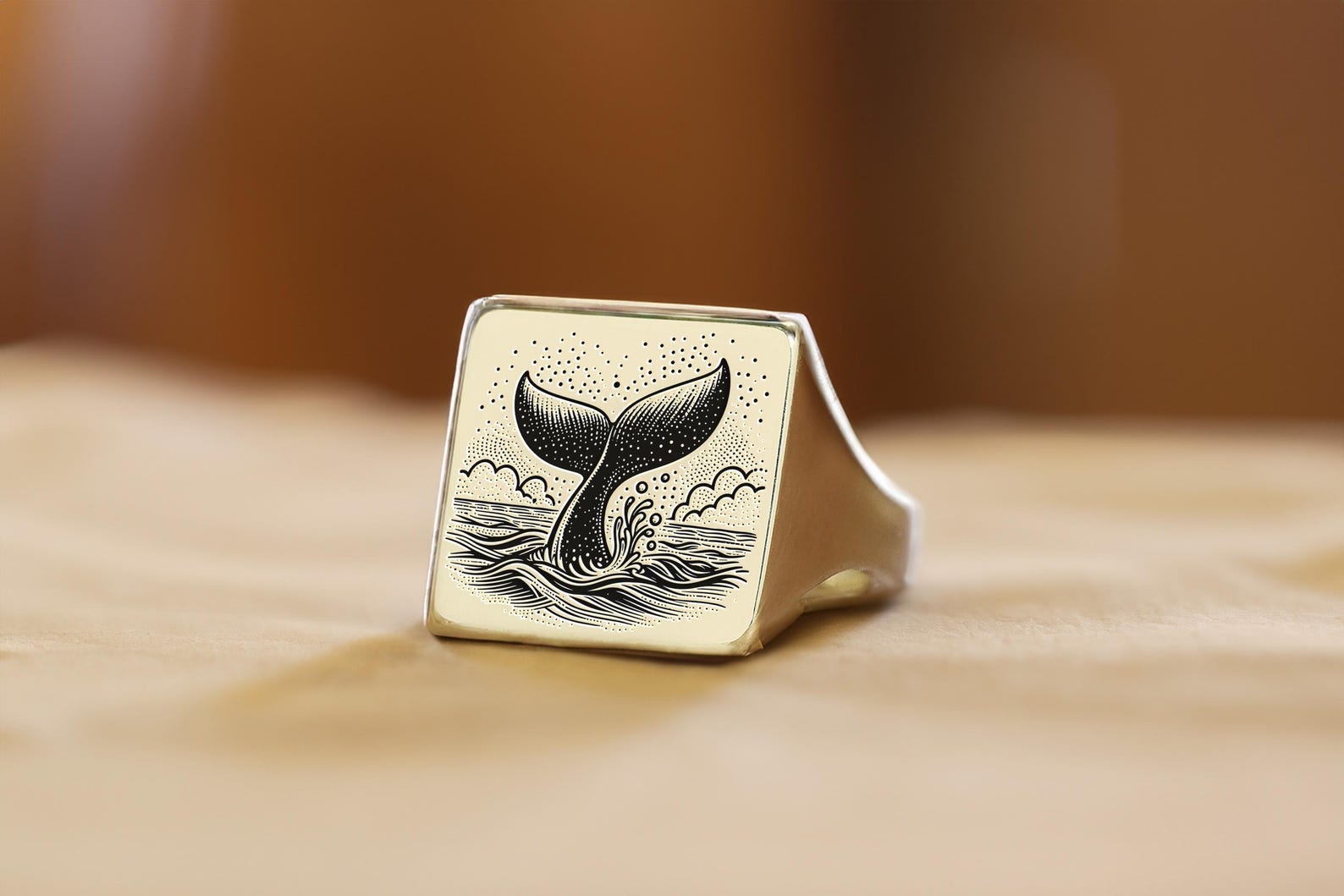 14k Gold Whale Tail Ring · Unique Whale Tail Ring · Engraved Animal ...
