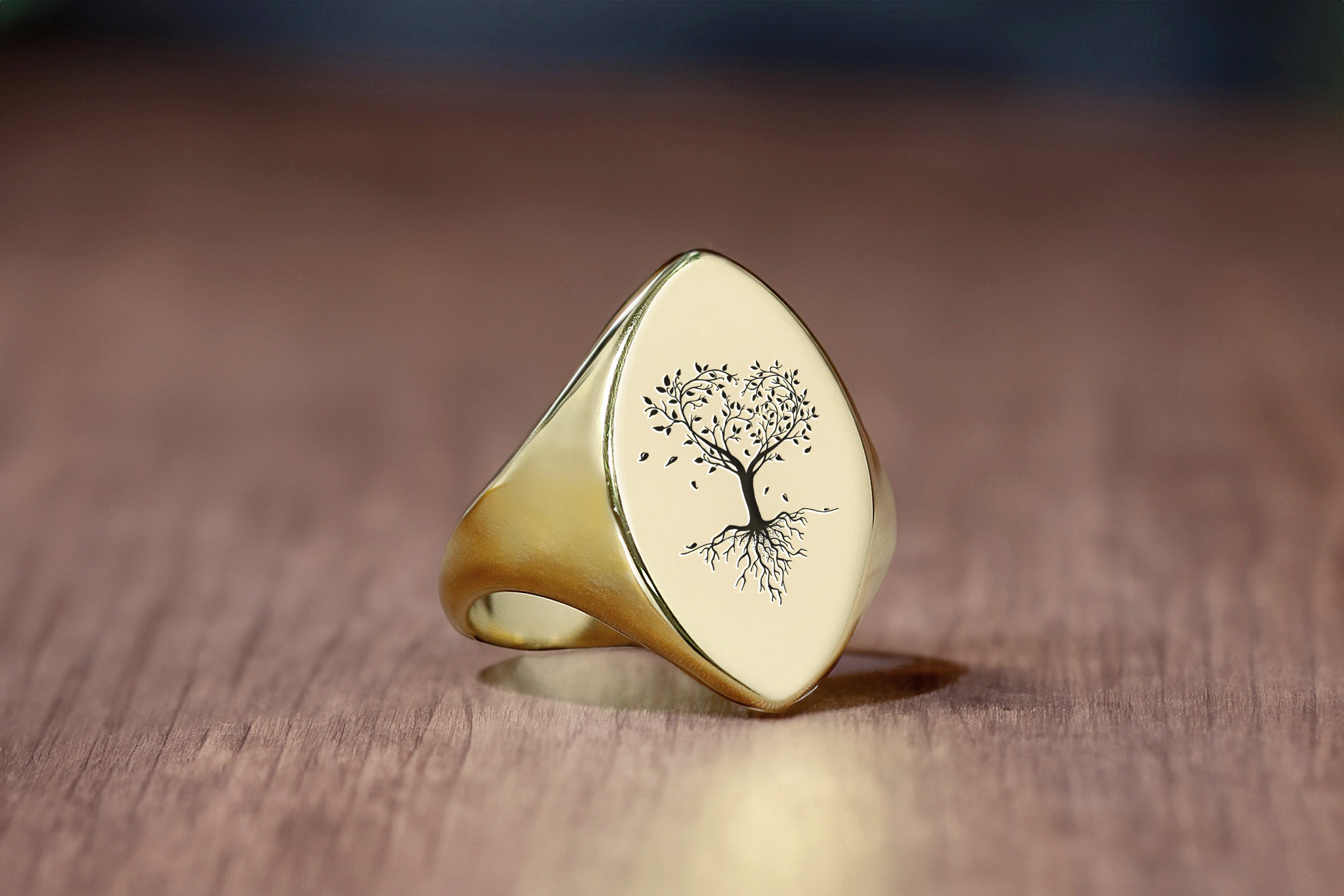 Tree of Life Gold Signet Ring · Custom Tree Ring · Nature Ring ...