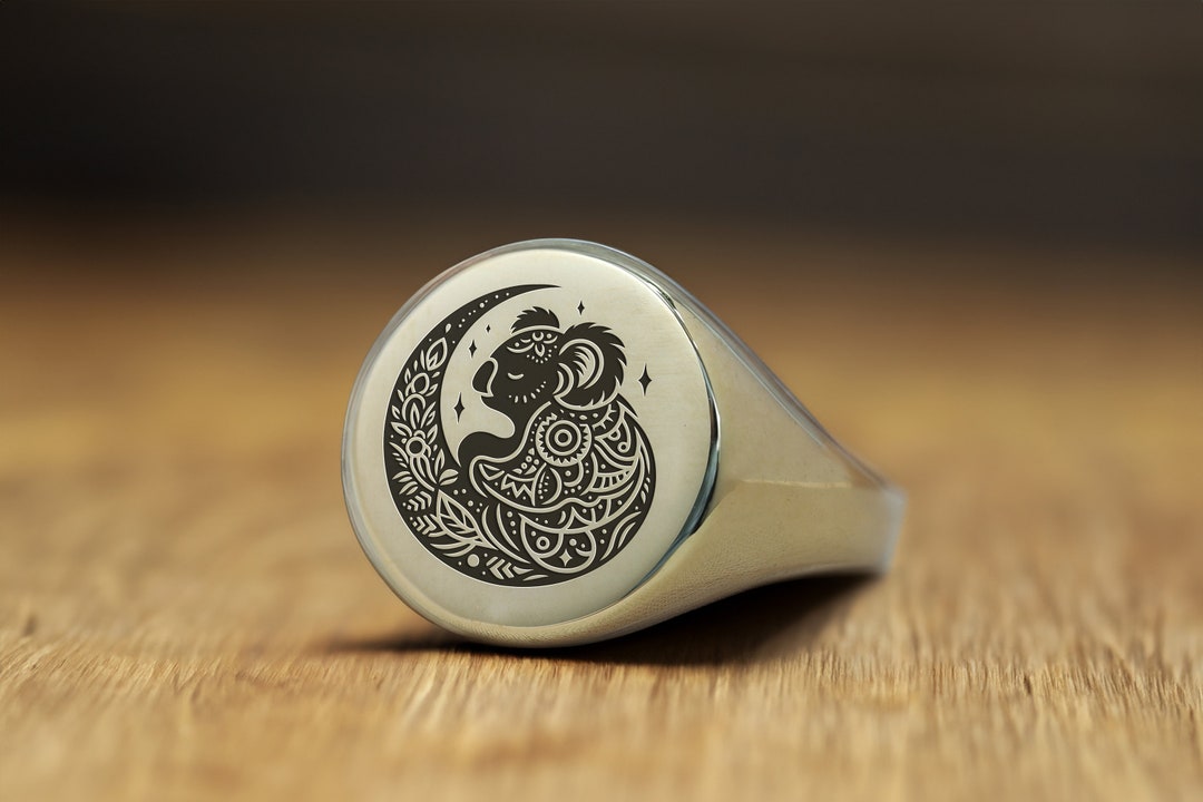 Engraved Koala Signet Ring · Gold Koala Ring · Bold Statement Ring ...