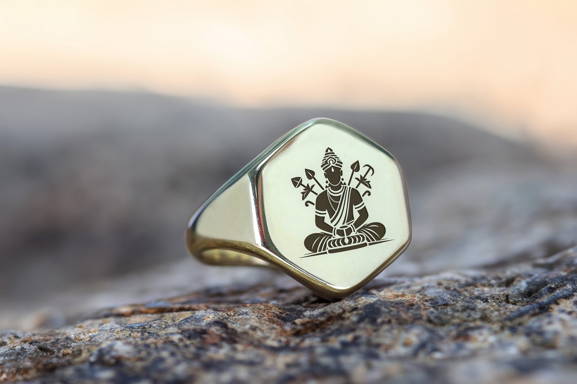 14k Gold Lord Shiva Signet Ring · Custom Hindu God Ring · Unisex Ring ...